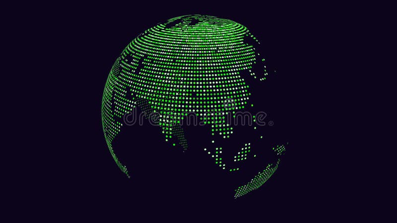 World Map in Green Pixel Art Digital Representation of Earth with Tiny ...