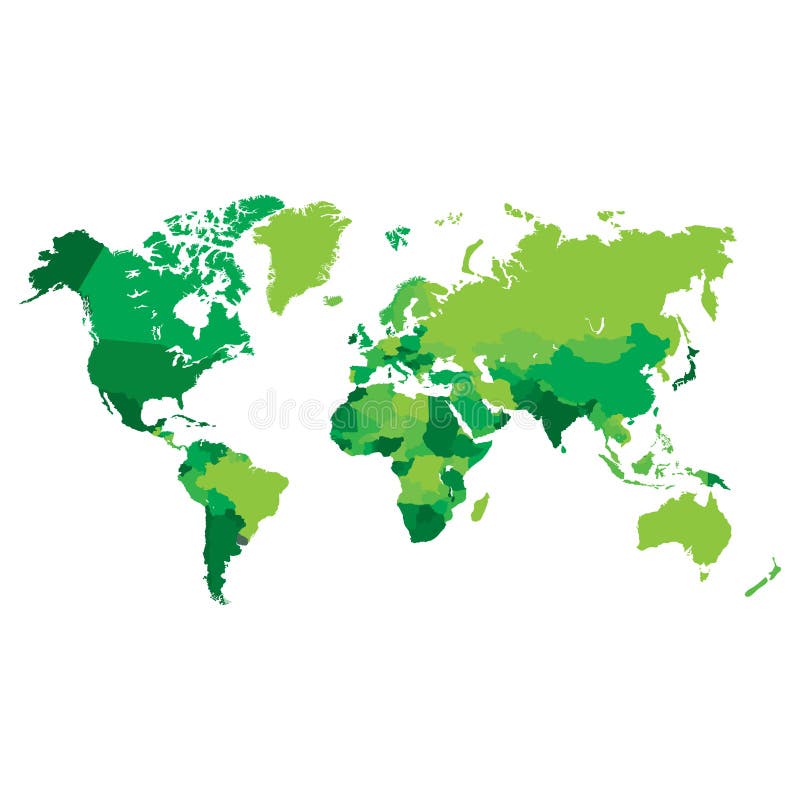 World Map in Green. Vector Illustration Decorative Design Stock Vector ...