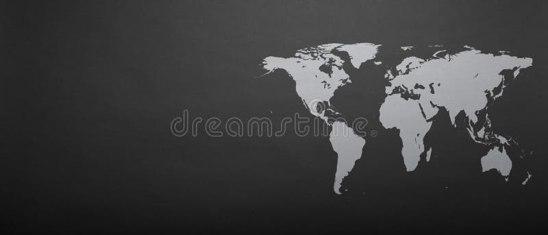 A World Map on Grey Paper Background Stock Illustration - Illustration ...
