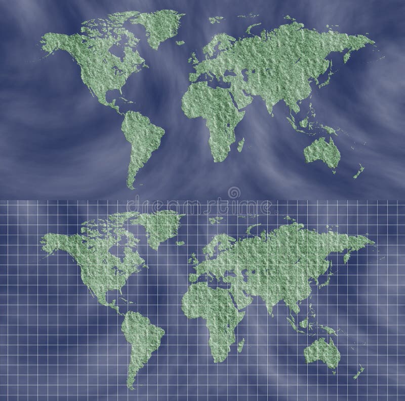 World Map with Grid Design Element Stock Illustration - Illustration of ...