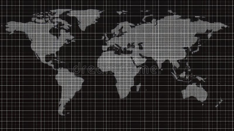 World Map Grid Pattern Digital Graphic Design Element for Global ...