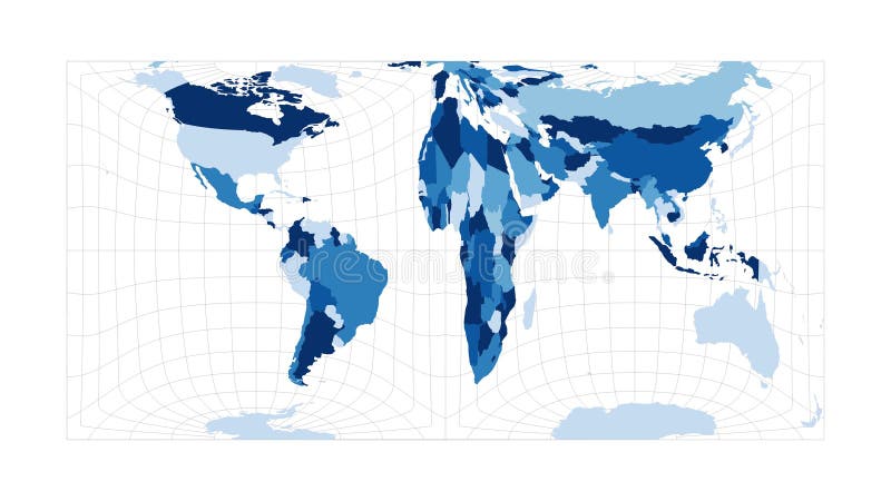 World Map. Gringorten Square Equal-area. Stock Illustration ...