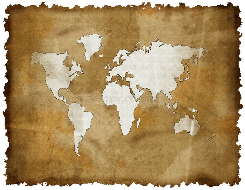 Old Grungy World Map on Paper Stock Vector - Illustration of weathered ...