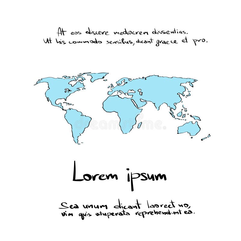 World Map Hand Draw Color Vector Stock Vector - Illustration of color ...