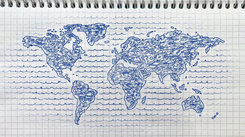 World Map on a Notebook Sheet in a Cell Stock Video - Video of world ...