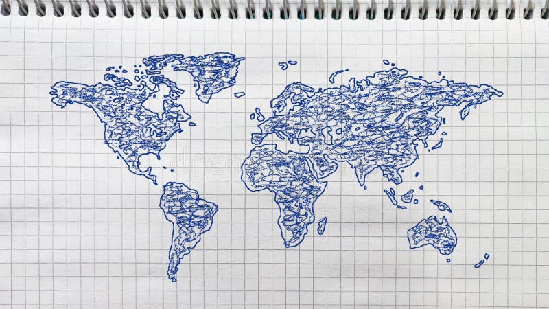 World Map on a Notebook Sheet in a Cell Stock Footage - Video of travel ...