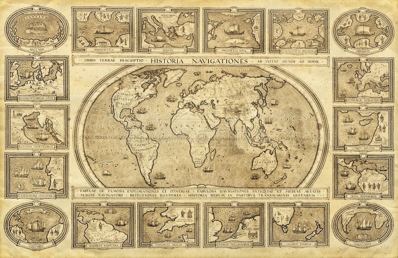 World map stock illustration. Illustration of parchment - 56416085