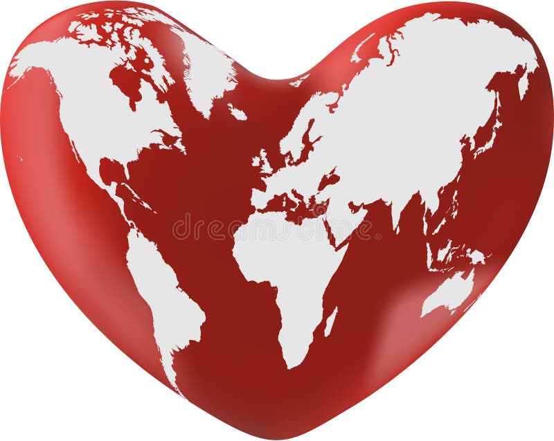 Heart-shaped world stock illustration. Illustration of geography - 28843361