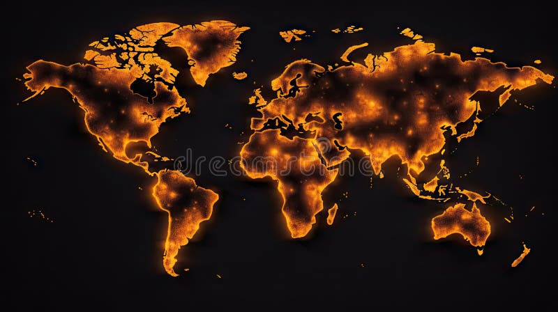 World Map on Fire Background. Generative AI Stock Illustration ...