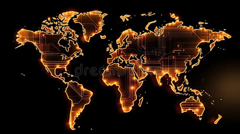 World Map Hi Tech Background. Generative AI Stock Illustration - Illustration of color, land ...