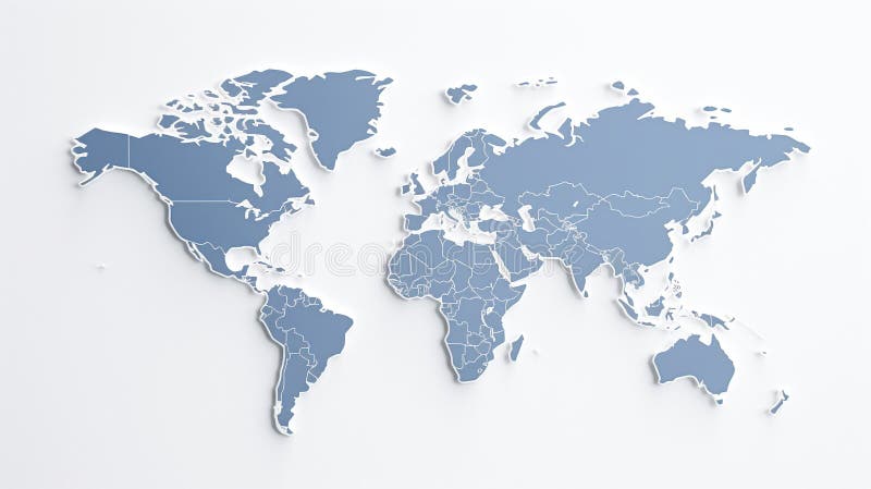 World Map with Highlighted Territories. Colored Continents with Global ...