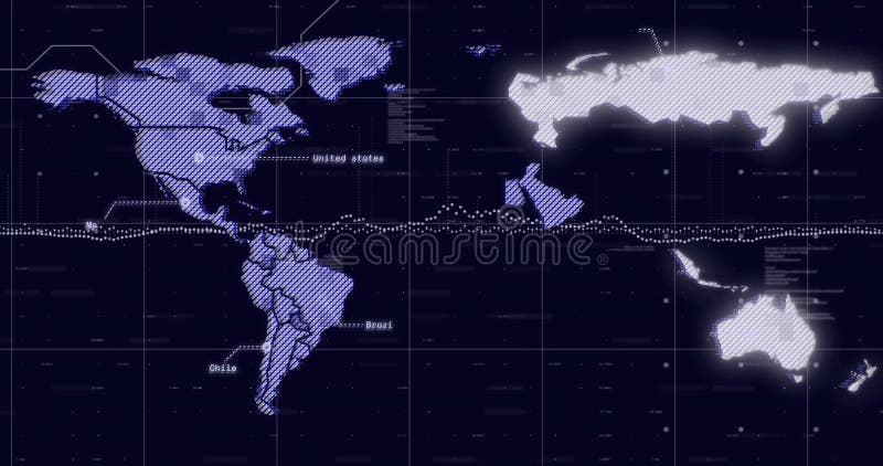 World Map with Highlighted Countries and Data Points Image Over Dark ...