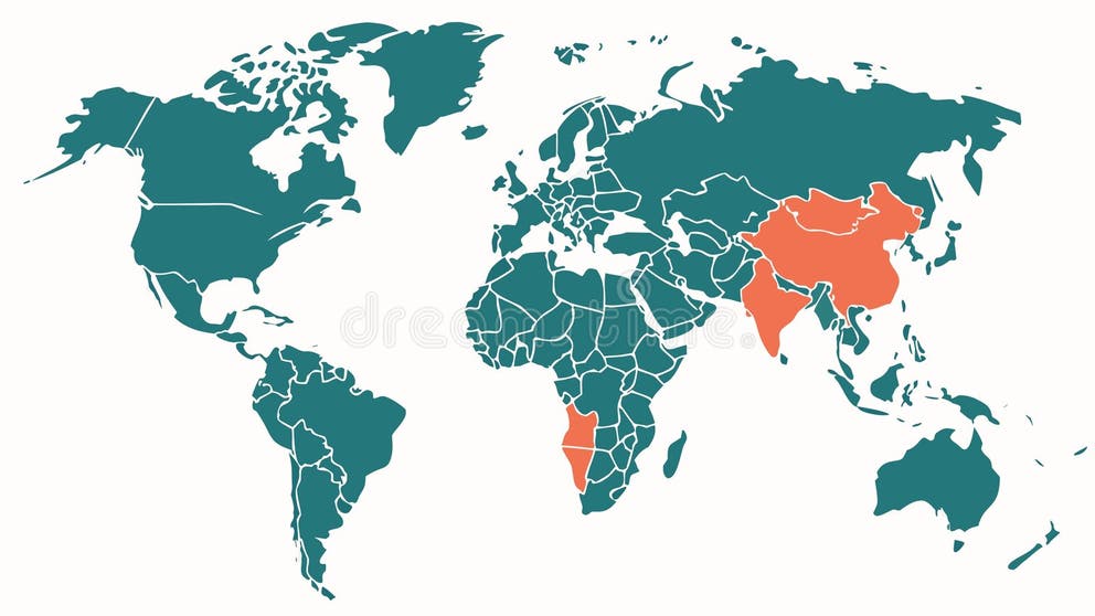 World Map with Highlighted Regions - Global Data Visualization, Vector ...