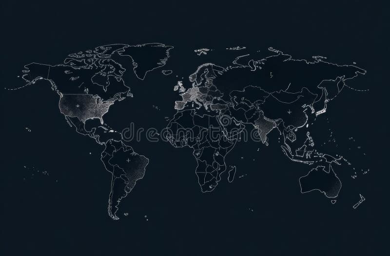 World Map Highlighting Global Light Distribution at Night Across ...