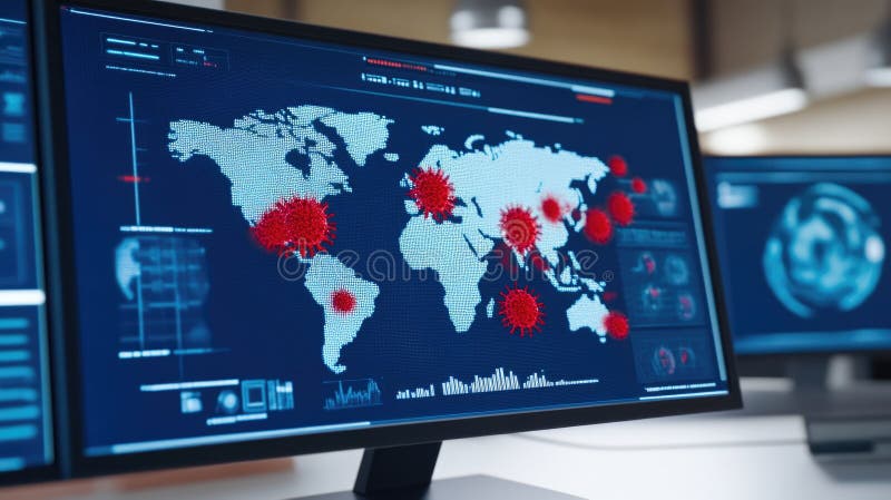 World Map Highlighting Microbial Diversity. Stock Illustration ...