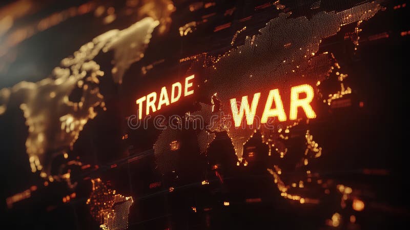 World Map Highlighting Trade Conflict with Glowing Text, Symbolizing ...