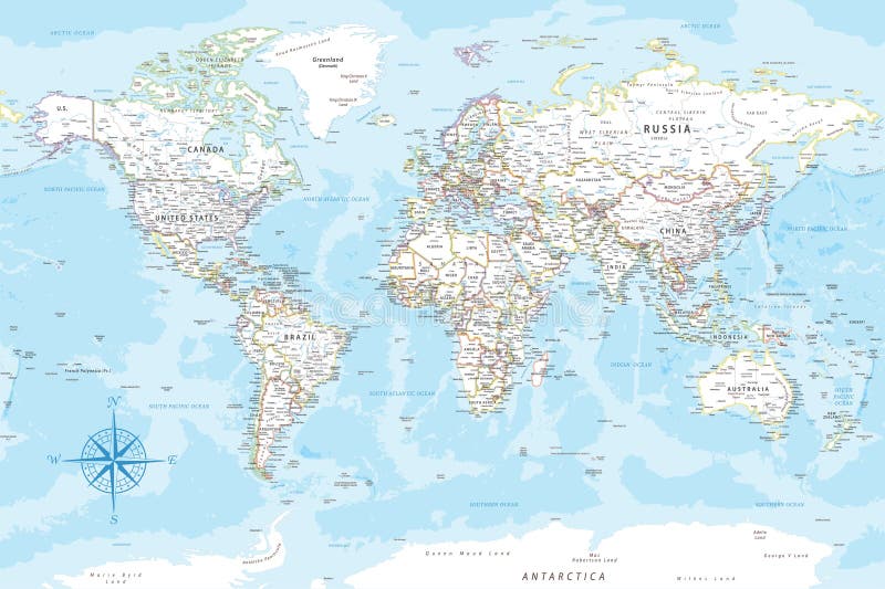 World Map - Highly Detailed Colored Vector Map of the World. Ideally ...