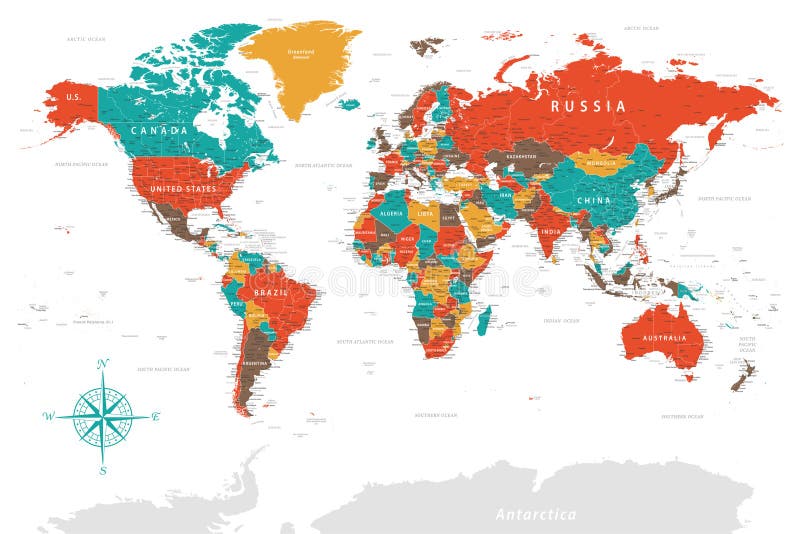 World Map - Highly Detailed Colored Vector Map of the World. Ideally ...