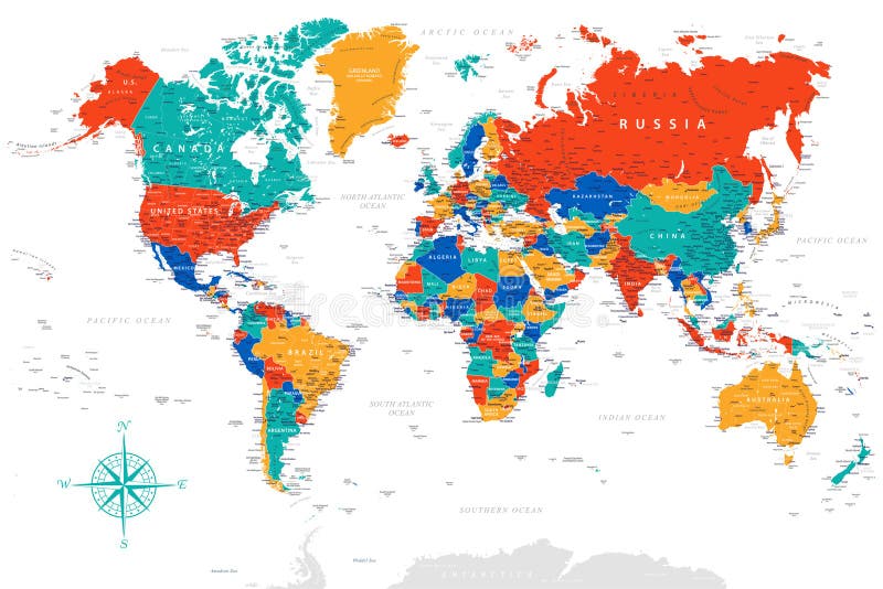 World Map - Highly Detailed Colored Vector Map of the World. Ideally ...