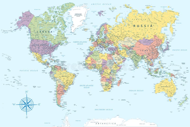 World Map - Highly Detailed Colored Vector Map of the World. Ideally ...