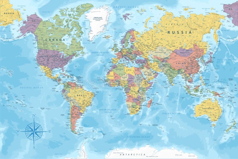 World Map - Highly Detailed Colored Vector Map of the World. Ideally ...