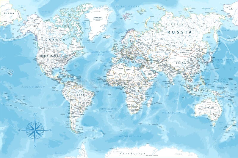 World Map - Highly Detailed Colored Vector Map of the World. Ideally ...
