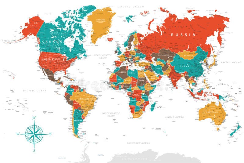 World Map - Highly Detailed Colored Vector Map of the World. Ideally for the Print Posters Stock ...
