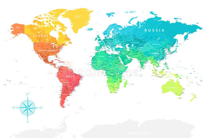 World Map - Highly Detailed Colored Vector Map of the World. Ideally ...