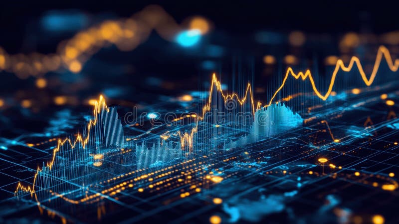 World Map Hologram with Dynamic Economic Data Visualization Showcasing ...