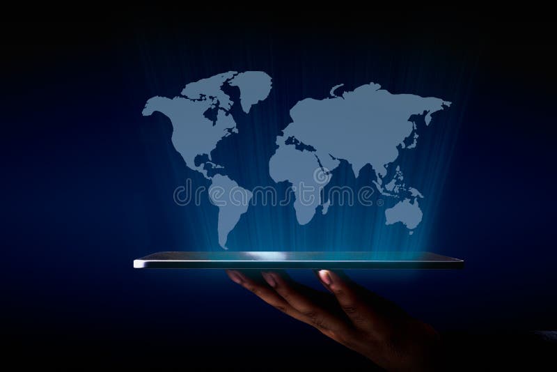 World map hologram stock illustration. Illustration of computer - 244041374