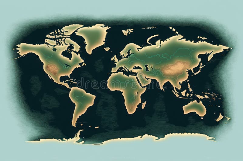 World Map with Horizon Background Stock Illustration - Illustration of ...