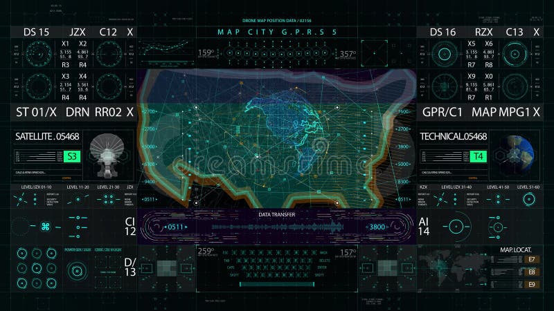 World Map HUD Interface Display Stock Footage - Video of city ...