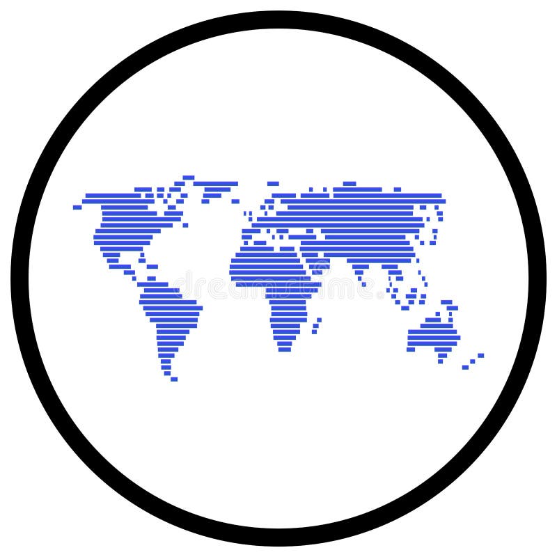 World Map Icon in Circle Blue Black Stock Illustration - Illustration ...