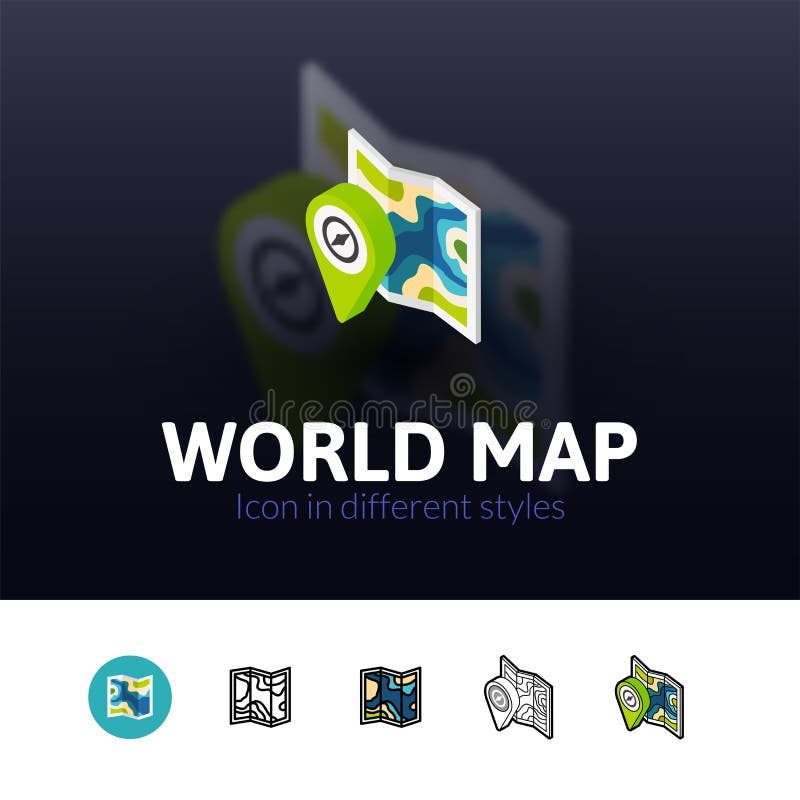 World Map Icon in Different Style Stock Vector - Illustration of ...