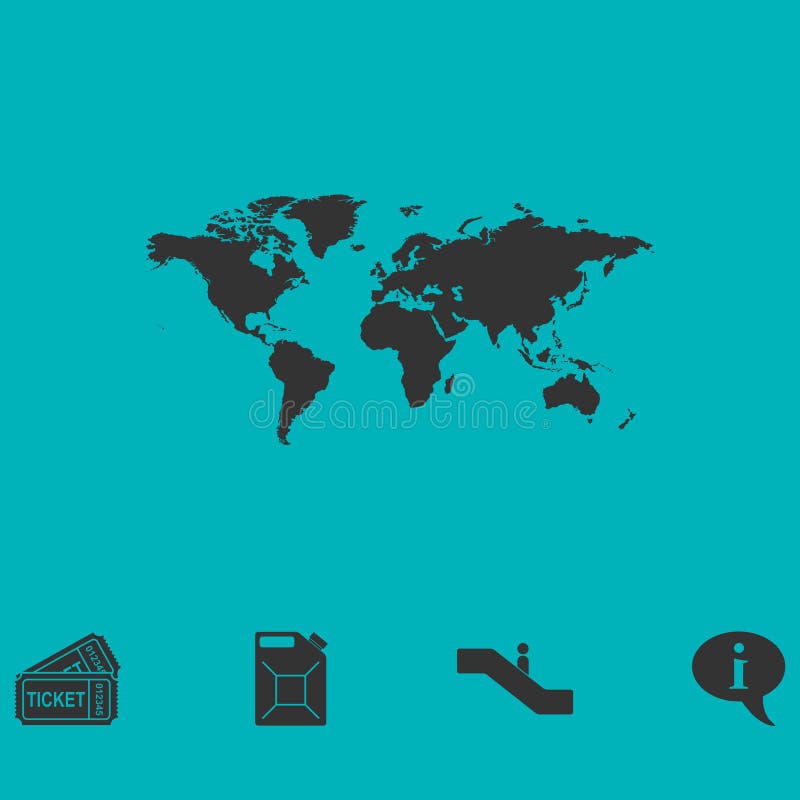 World map icon flat stock vector. Illustration of large - 137847323