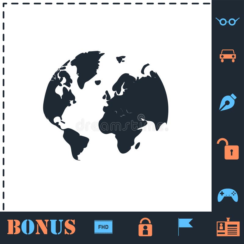 World map icon flat stock vector. Illustration of ocean - 145814653