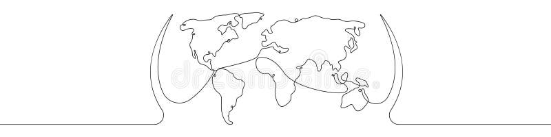 World Map Icon Line Continuous Drawing Vector. One Line World Map Icon ...