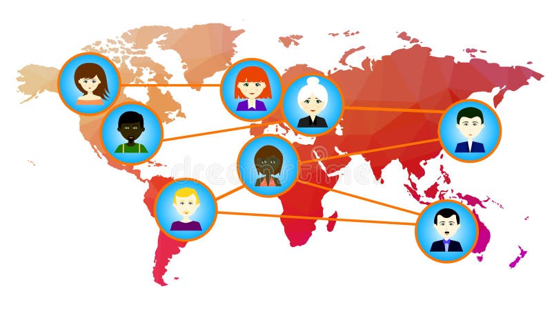 World Map with Icons of People. Raster Stock Illustration ...