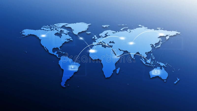 World Map Illustrating Dynamic Global Network Connections Data ...