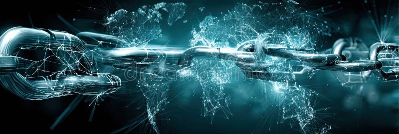 World Map Illustrating Interconnected Chains Locking High-Tech Routes ...