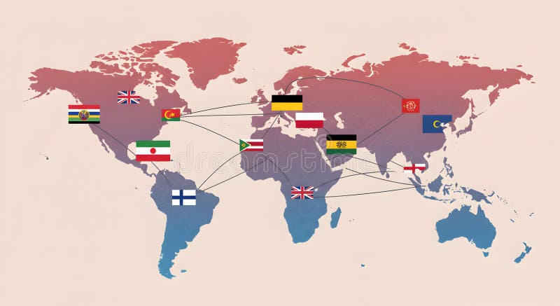 Global Network of Flags: Interconnected Nations and International ...