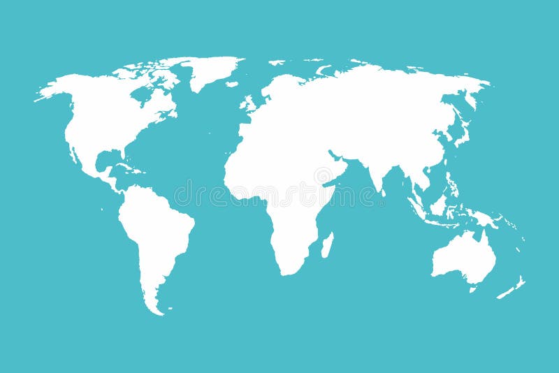 World Map Illustration. Simple World Map in Flat Style Isolated on ...