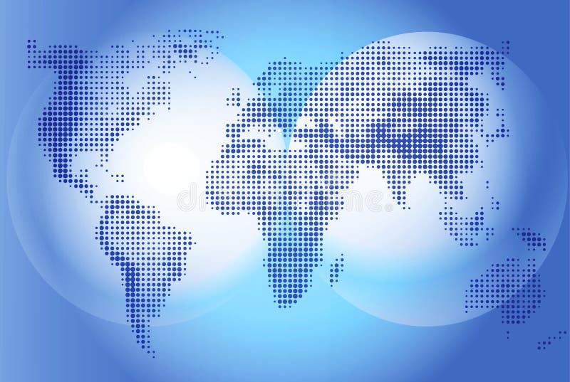World Map Illustration on Blue Background, Geography. Continents and ...