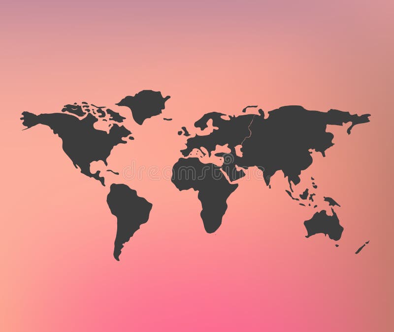 World Map Illustration Eps 10 on Blurred Pink Red Background Mesh with ...