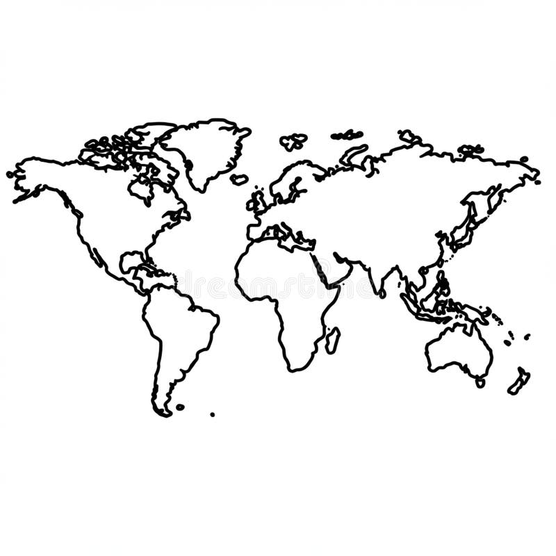 Simple Map Of The World Black And White