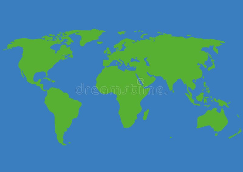 World Map Illustration Vector Graphic , Green, Blue Stock Vector ...