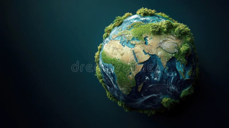 World Map Image with Earth Flat View Satellite Perspective Stock ...
