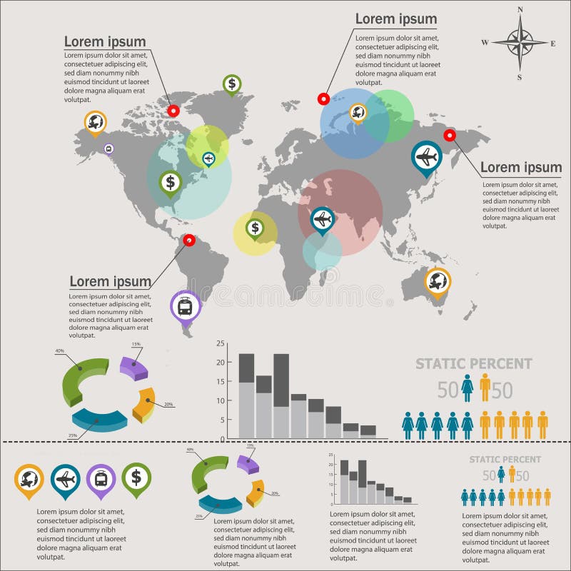 World map info graphic stock vector. Illustration of info - 47198804