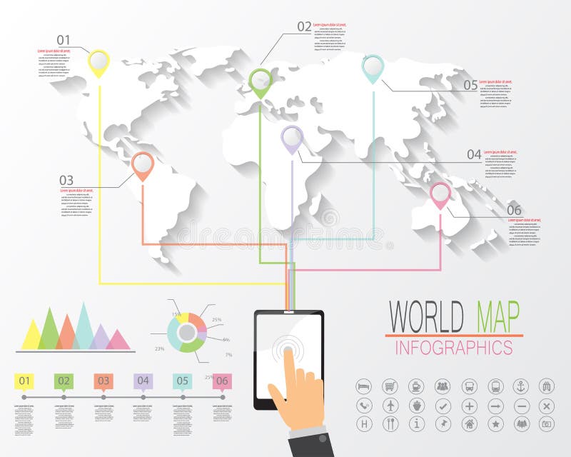 World map info 2 stock vector. Illustration of landmark - 53177991