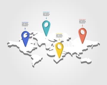 World Map Infographic with 4 Element for Infographic or Presentation ...